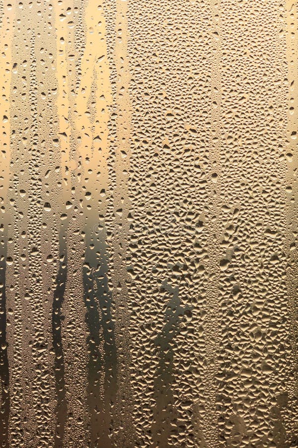 Drops of Water on a Glass Window at Dawn As an Abstract Background ...