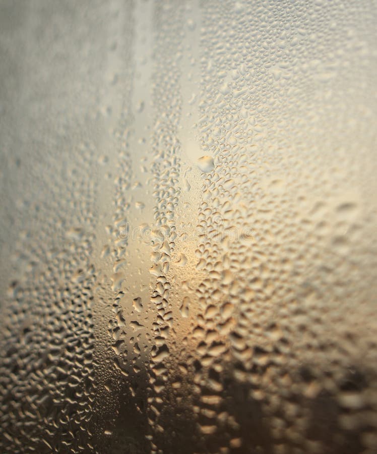 Drops of Water on a Glass Window at Dawn As an Abstract Background ...