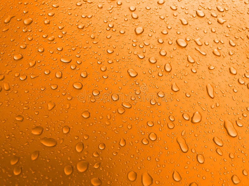 Drops of Water on an Orange Metal Surface, Beautiful Background after ...