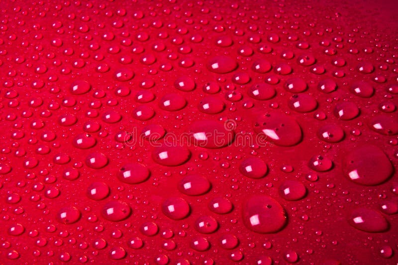 Drops of Water on a Red Glass Texture Background Stock Photo - Image of ...