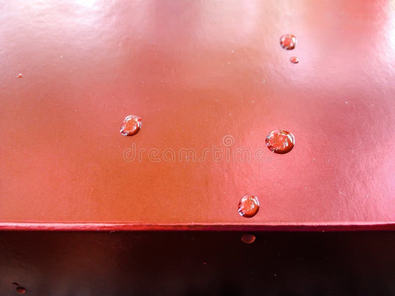 Drops of Water on Red Paper Background. Stock Photo - Image of copy ...