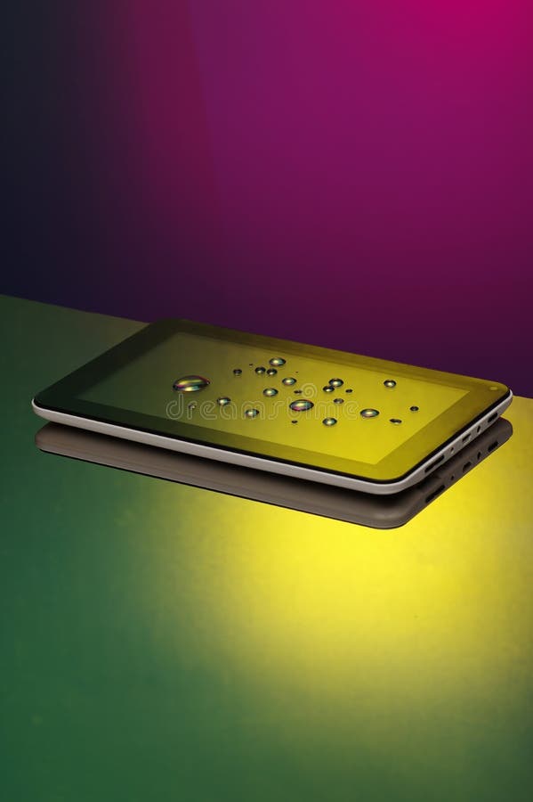 Drops of Water on the Smartphone Screen. a Saturated Bright Colored ...