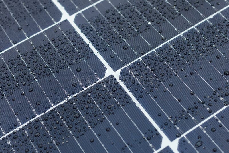 Drops of Water on Solar Panel - Macro Stock Image - Image of selective ...