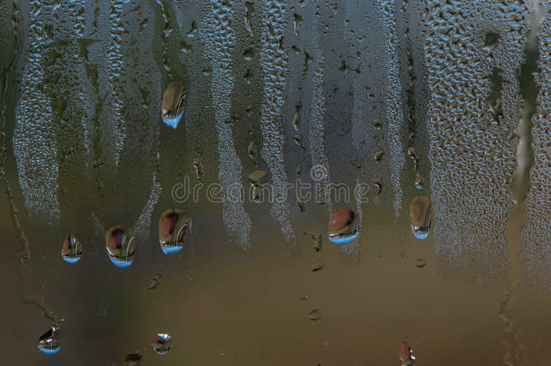 Mystery on the Pane of a Country House Window with Dew Drops Falling ...