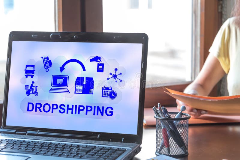 Dropshipping Concept on a Laptop Screen Stock Photo - Image of drop ...