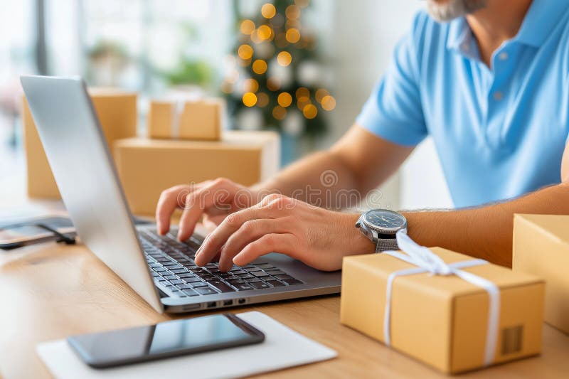 Dropshipping. Online Sales, E-commerce, Packaging Concept Stock ...