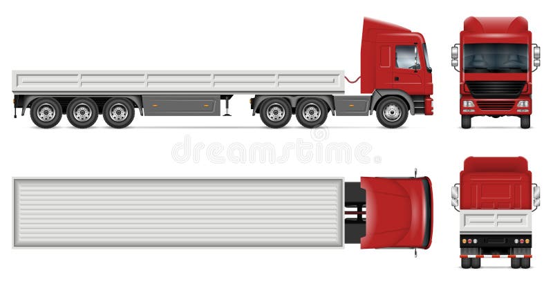 Dropside Truck Vector Mockup Side, Front, Back, Top View Stock Vector ...