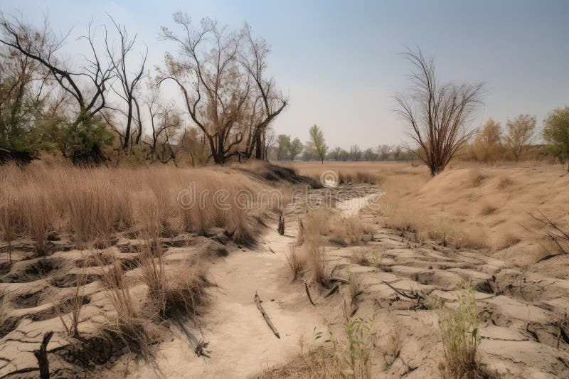 Drought-affected Area in the Countryside, with Dried Stream and ...