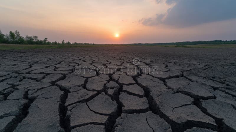 Drought Conditions, Parched, Desolate Land Under a Blazing Sun Depicts ...
