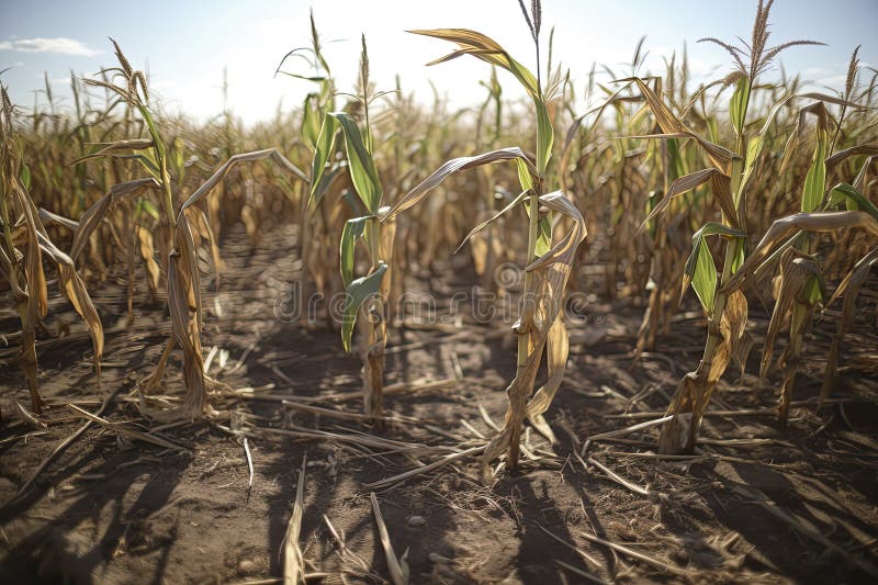 Drought in Cultivated Corn Maize Crop Field Stock Photo - Image of ...