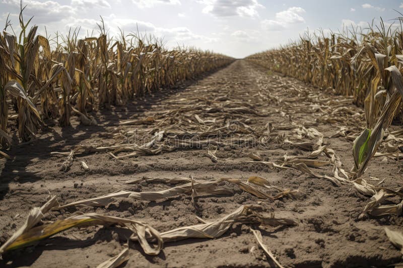 Drought in Cultivated Corn Maize Crop Field Stock Illustration ...