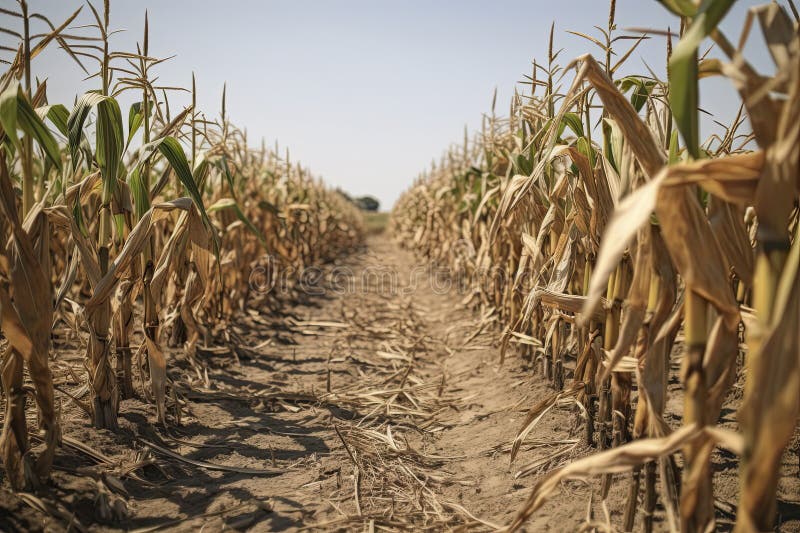Drought in Cultivated Corn Maize Crop Field Stock Illustration ...