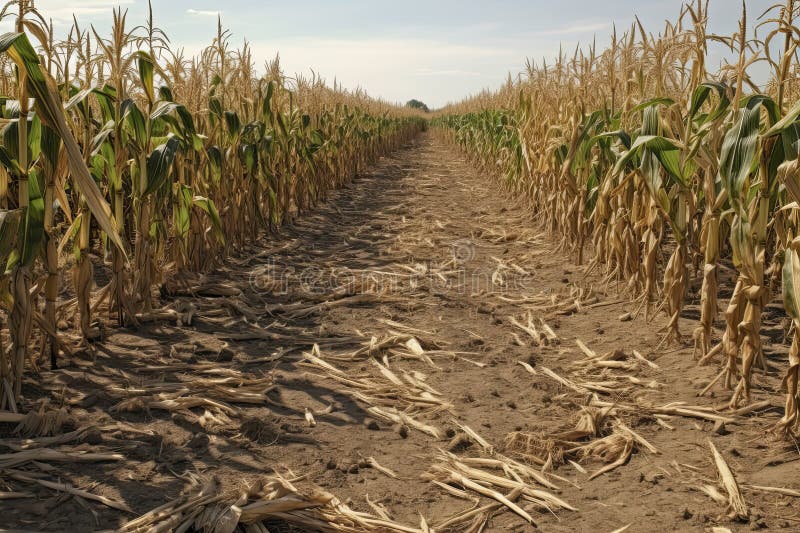 Drought in Cultivated Corn Maize Crop Field Stock Illustration ...