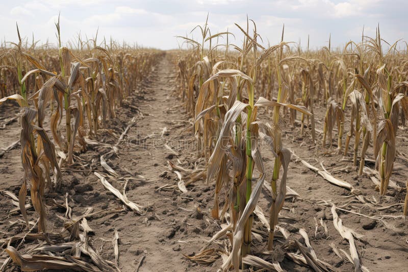 Drought in Cultivated Corn Maize Crop Field Stock Illustration ...