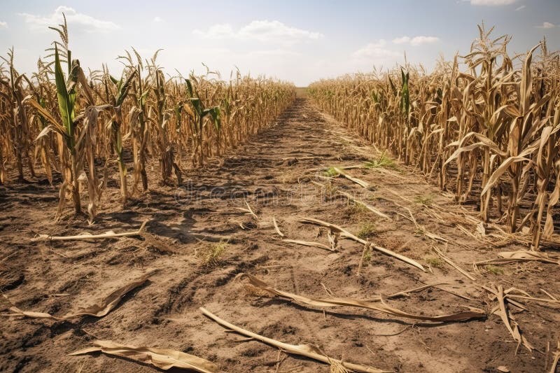 Drought in Cultivated Corn Maize Crop Field Stock Illustration ...