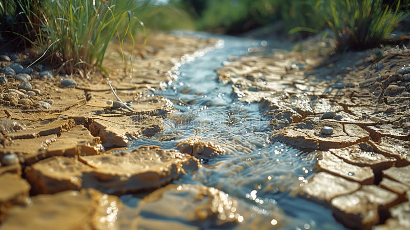 Drought. Desertification. Drying River Stock Photo - Image of water ...