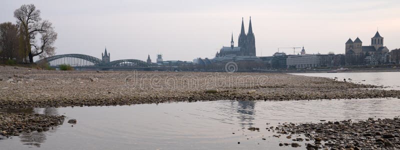 Drought in Germany, Low Water on Rhine River Stock Photo - Image of ...