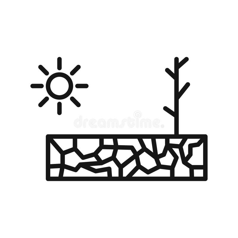 Drought Icon Black Line Art Vector Logo Stock Vector - Illustration of world, texture: 330201231