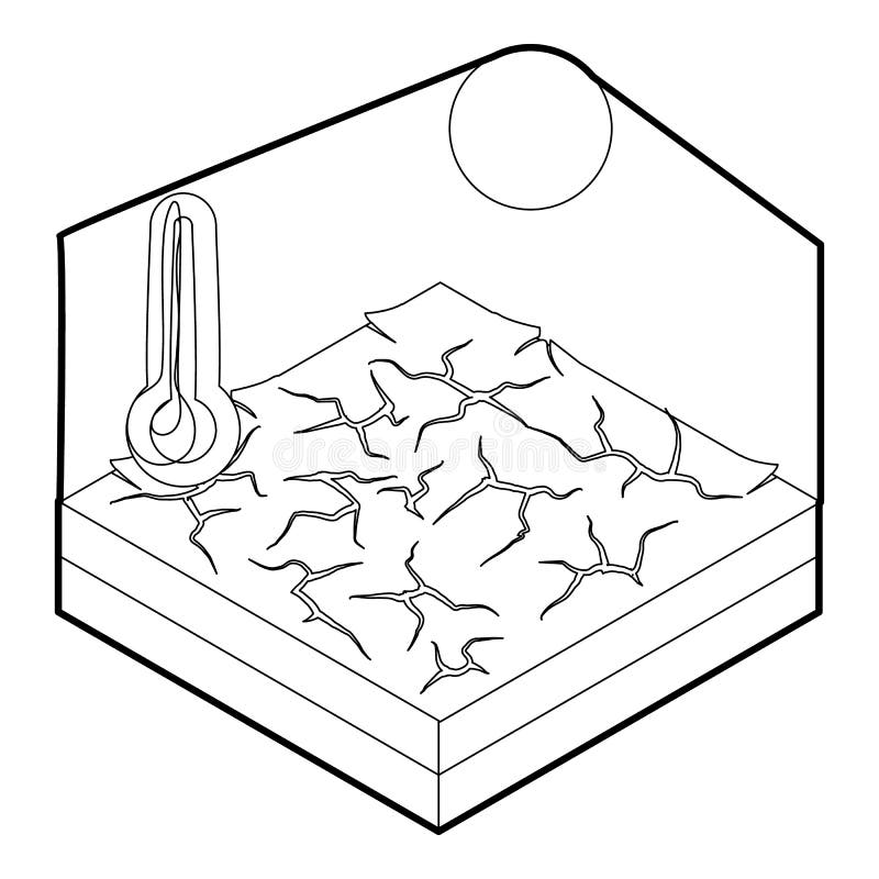 Drought Icon in Outline Style Stock Illustration - Illustration of ...