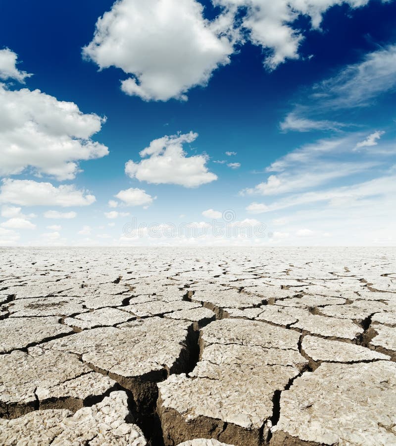 Drought Land and Hot Sun in Blue Sky with Clouds Stock Photo - Image of ...
