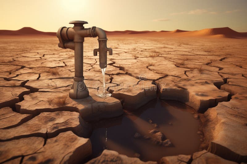 Drought Global Warming Landscape Cracked Earth Rusty Faucet Emerging ...