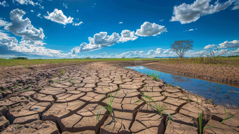 Drought Landscape, Global Warming Effect. Water Scarcity Concept Stock ...