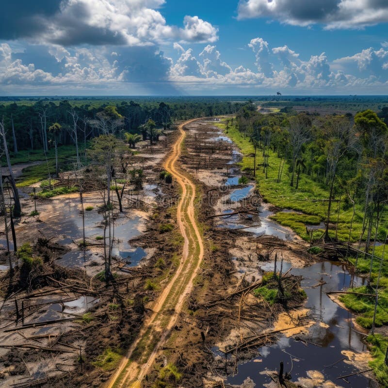 Drought-stricken Amazon Landscape with Cracked Earth and Sparse Water ...