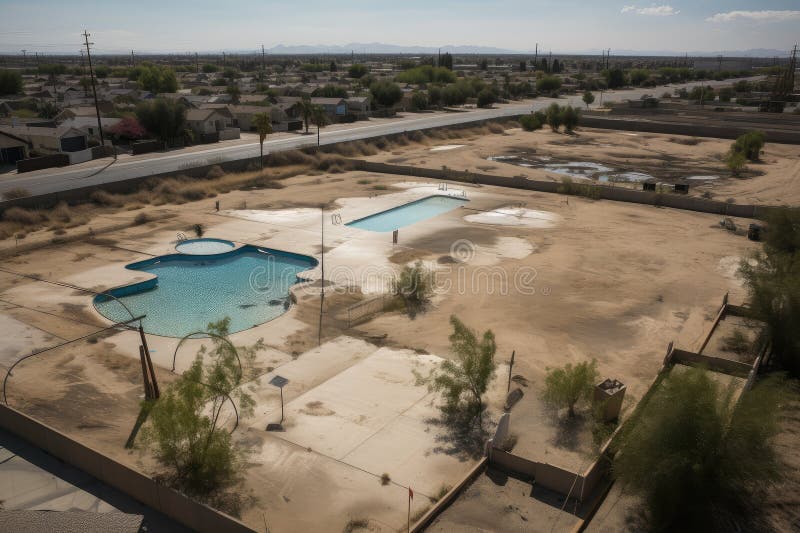 Drought-stricken Community, with Empty Swimming Pools and Dried Up ...