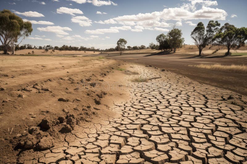 Drought-stricken Countryside, with Parched Fields and Cracked Earth ...