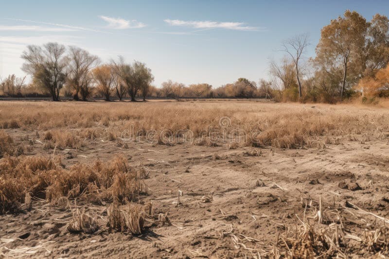 Drought-stricken Field, with Dried Crops and Dead Plants Stock ...