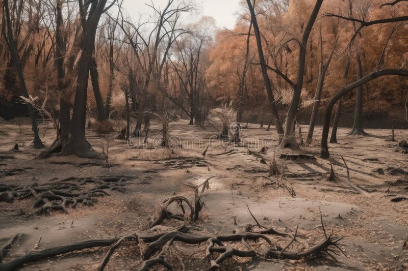 Drought-stricken Forest, with Dried Leaves and Broken Branches on the ...