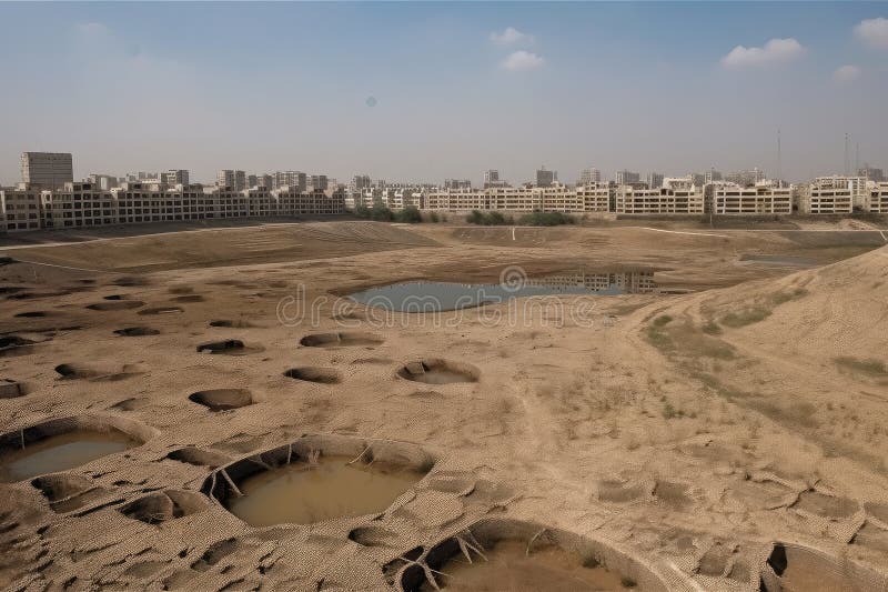 Drought-stricken Town, with Empty Reservoirs and Dry Rivers Stock ...