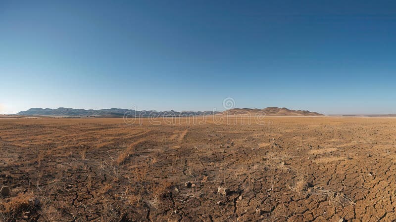 DroughtStricken Landscape a Panoramic View of a Barren Landscape ...