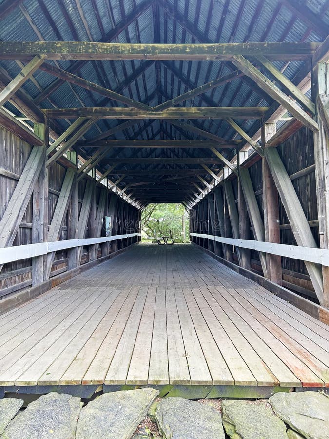 Drouin Covered Bridge Scene in Quebec, Canada Stock Image - Image of ...