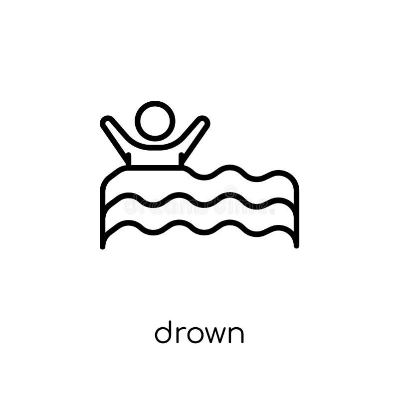 Drown Icon. Trendy Modern Flat Linear Vector Drown Icon on White Stock ...