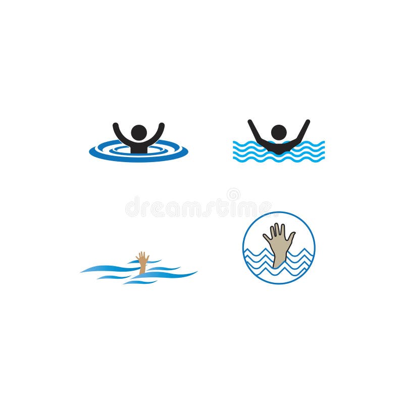 Drown icon stock vector. Illustration of wave, emergency - 249904329