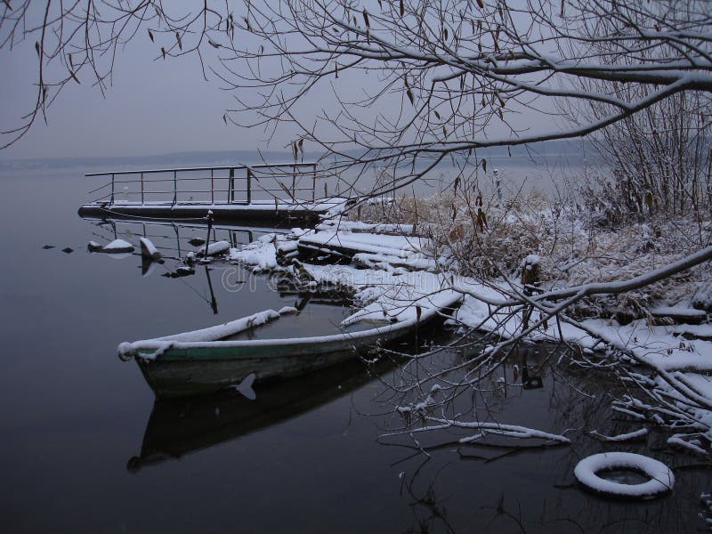 Drowned boat stock image. Image of lake, branches, water - 105791665