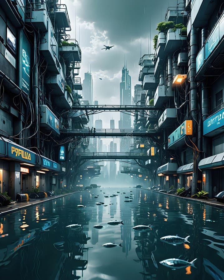The Drowned Downtown: a Liquid Labyrinth of Light and Steel, Where City ...