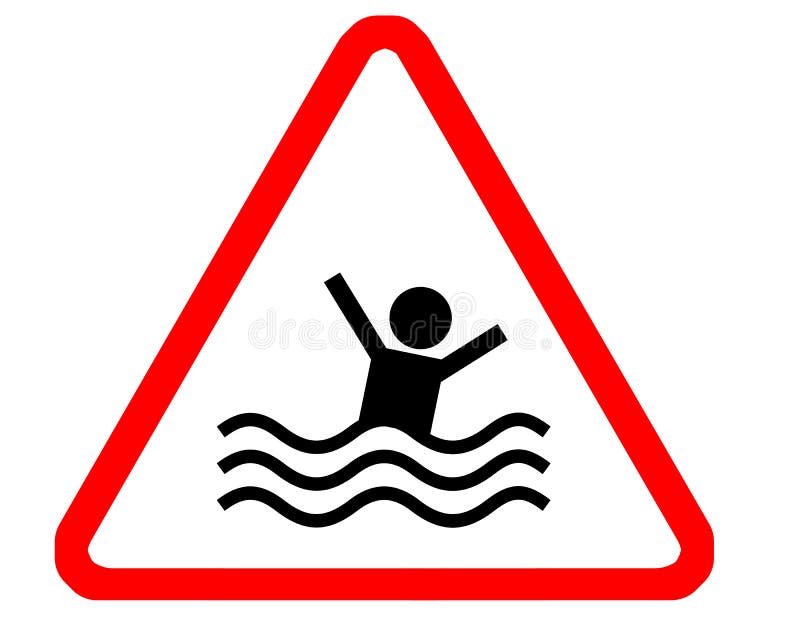 Round Hazard Sign Warning for Danger of Drowning Stock Image - Image of ...