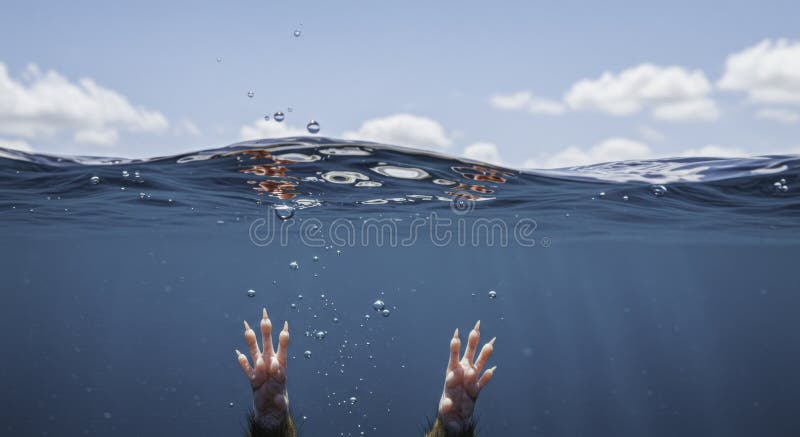 Drowning Animal Paws Reaching for Help Underwater Stock Illustration ...