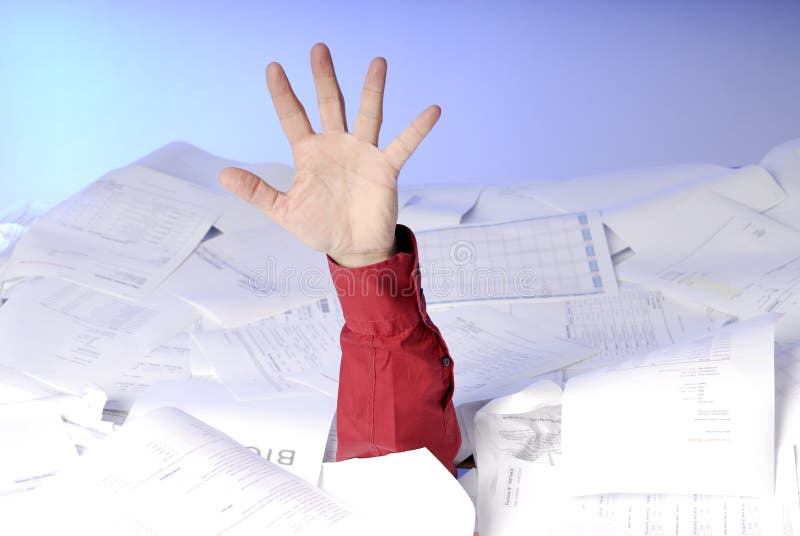 Business Man Drowning in a Desk Full of Papers Stock Photo - Image of ...
