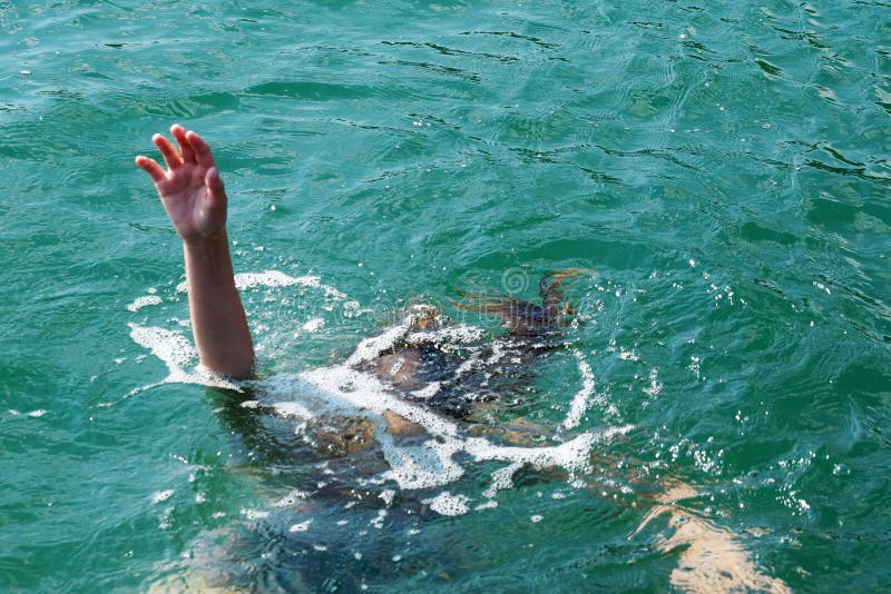 Drowning Girl Raised Her Hand Above the Water Stock Photo - Image of ...