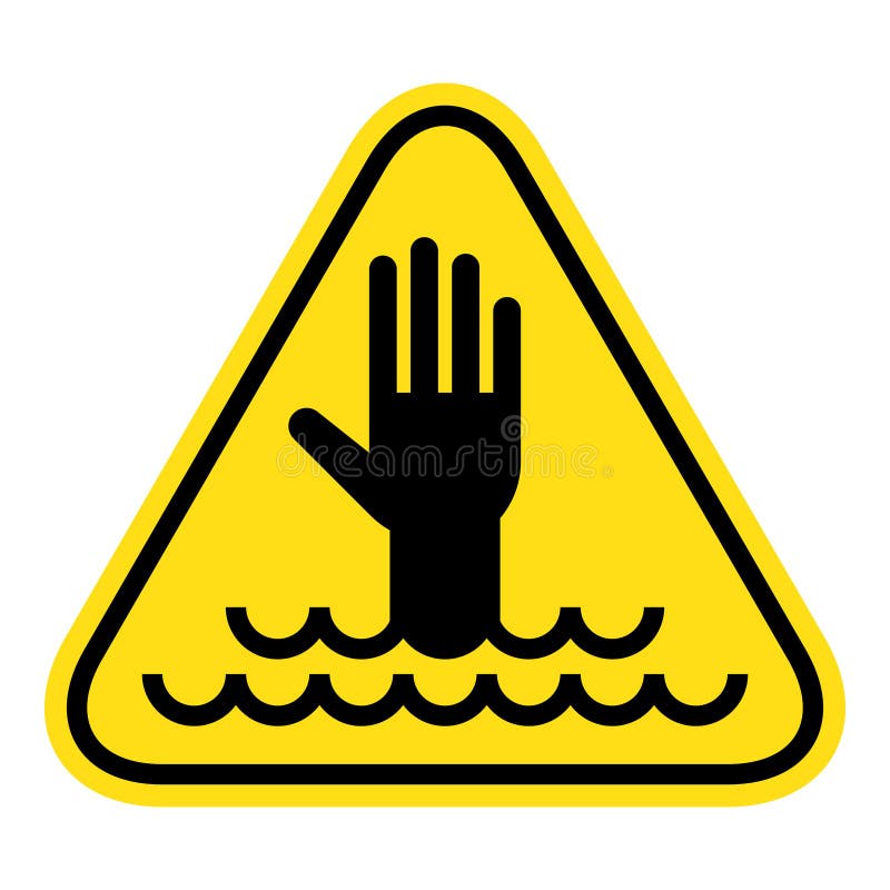 Drowning Hazard. Danger of Drowning Symbol. Risk of Drowning Zone Label ...