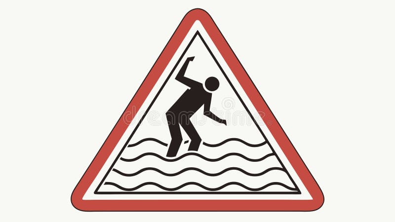 Drowning Hazard or Deep Water Warning Sign with a Figure in the Water ...