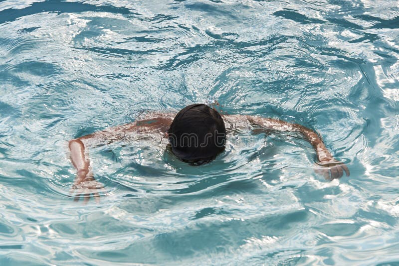 Drowning Kid into Swimming Pool Water, Close-up Stock Image - Image of ...