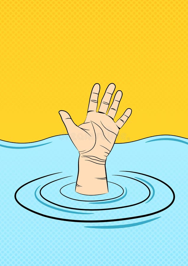 Hand Reaching Out Of Water Drawing