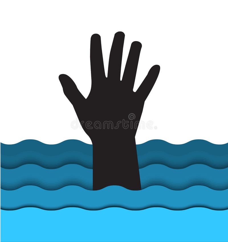 Drowning Man Hand Sticking Out of the Water Stock Illustration ...