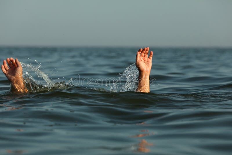 Drowning Man Reaching for Help in Sea Stock Photo - Image of human ...