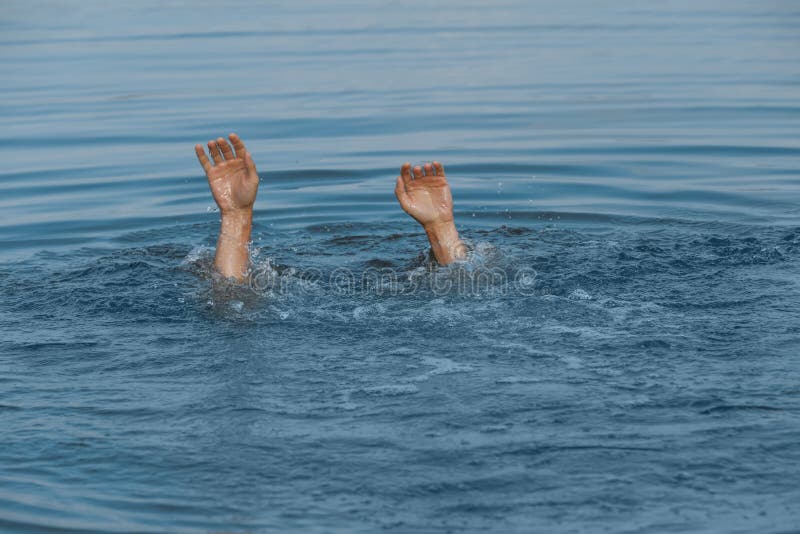 Drowning Man Reaching for Help in Sea, Closeup Stock Photo - Image of ...