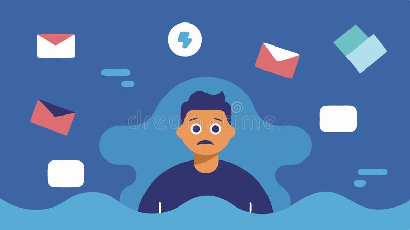Drowning in Notifications a Person Submerged Under a Tidal Wave of ...